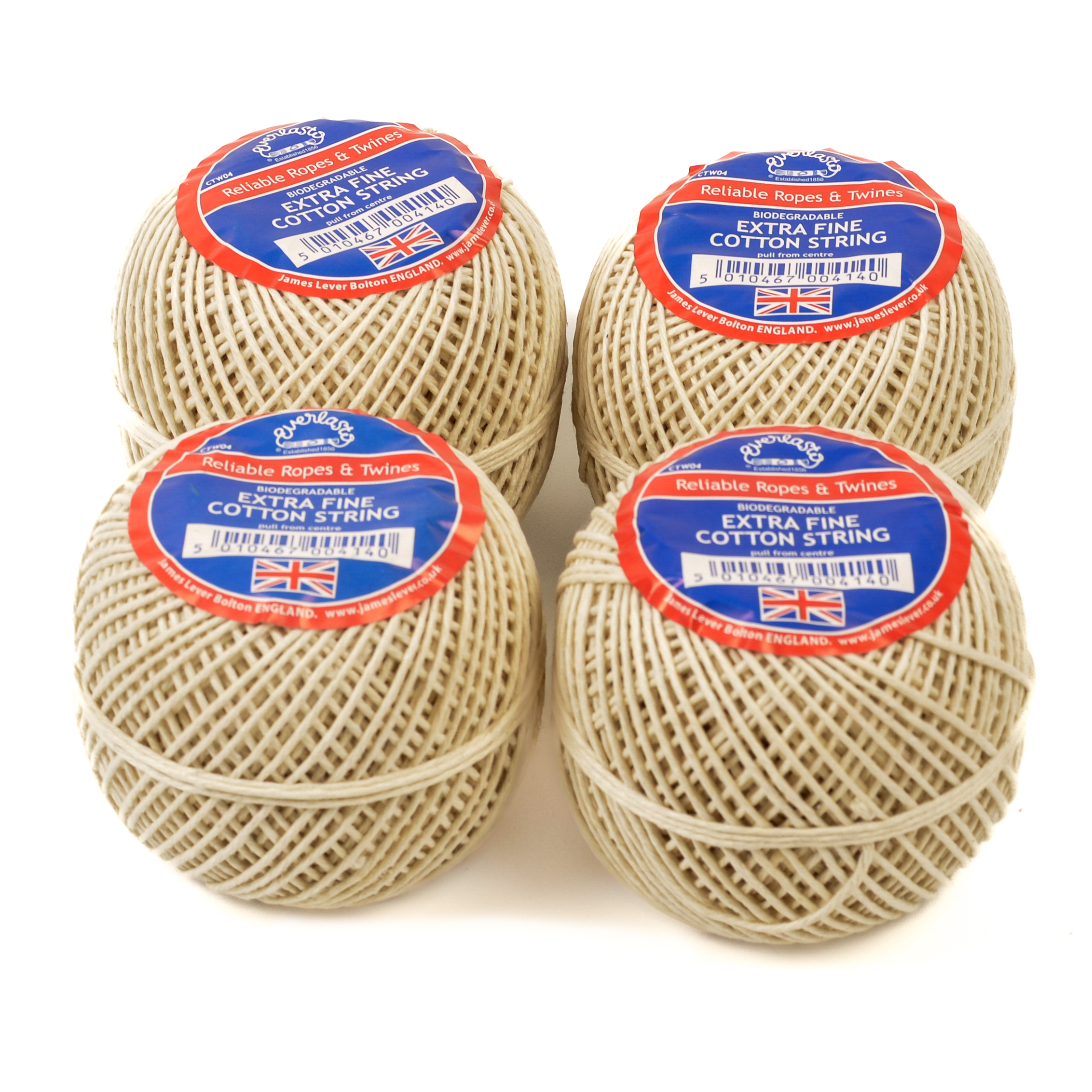 Everlasto Extra Fine Cotton String 80G Balls 4 Pack | Rope Source