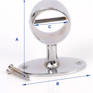 Chrome Oval Pipe Bracket For 36mm Decking Rope | Rope Source