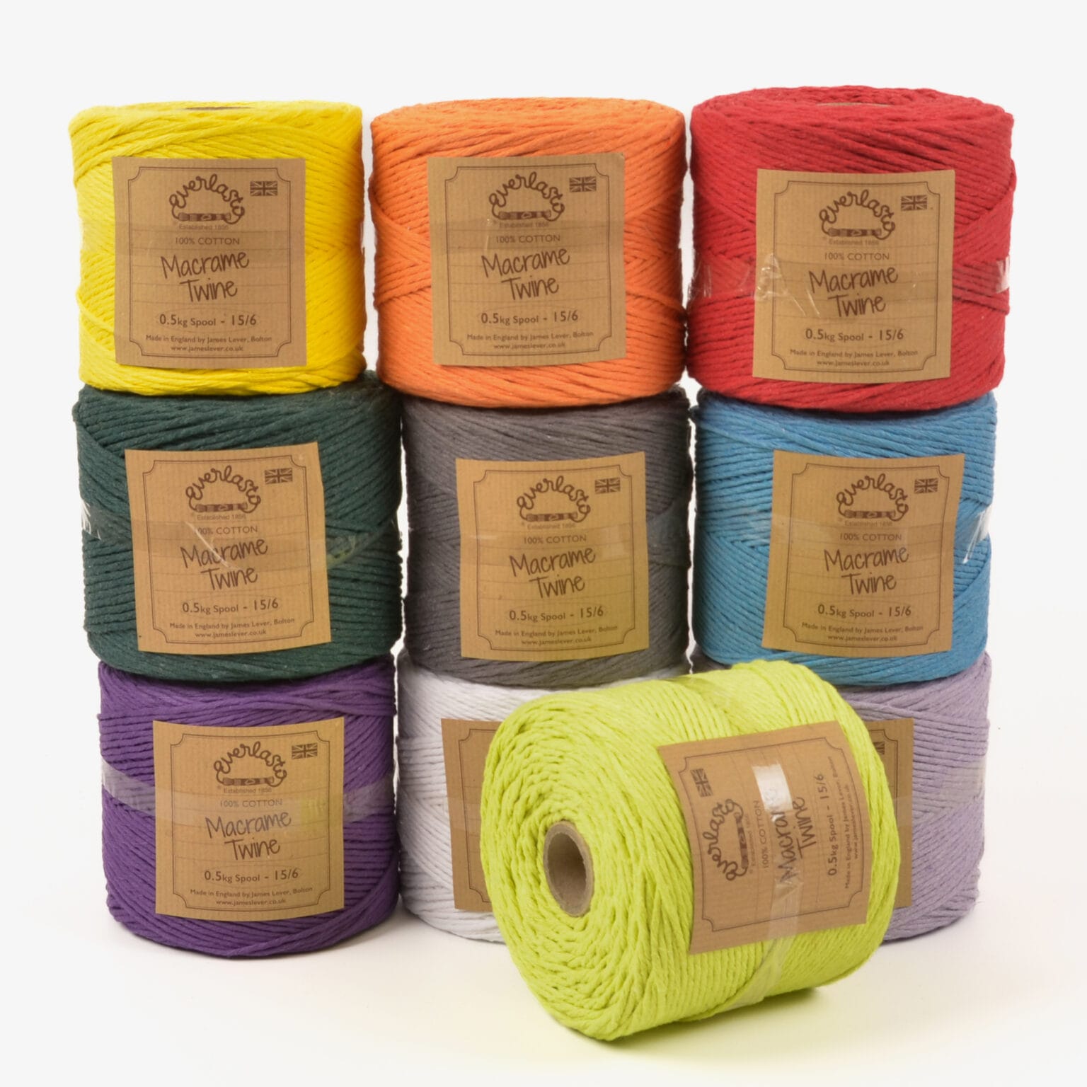 0.5Kg/1Kg Spool Coloured macrame String 15/6 (3mm) | Rope Source