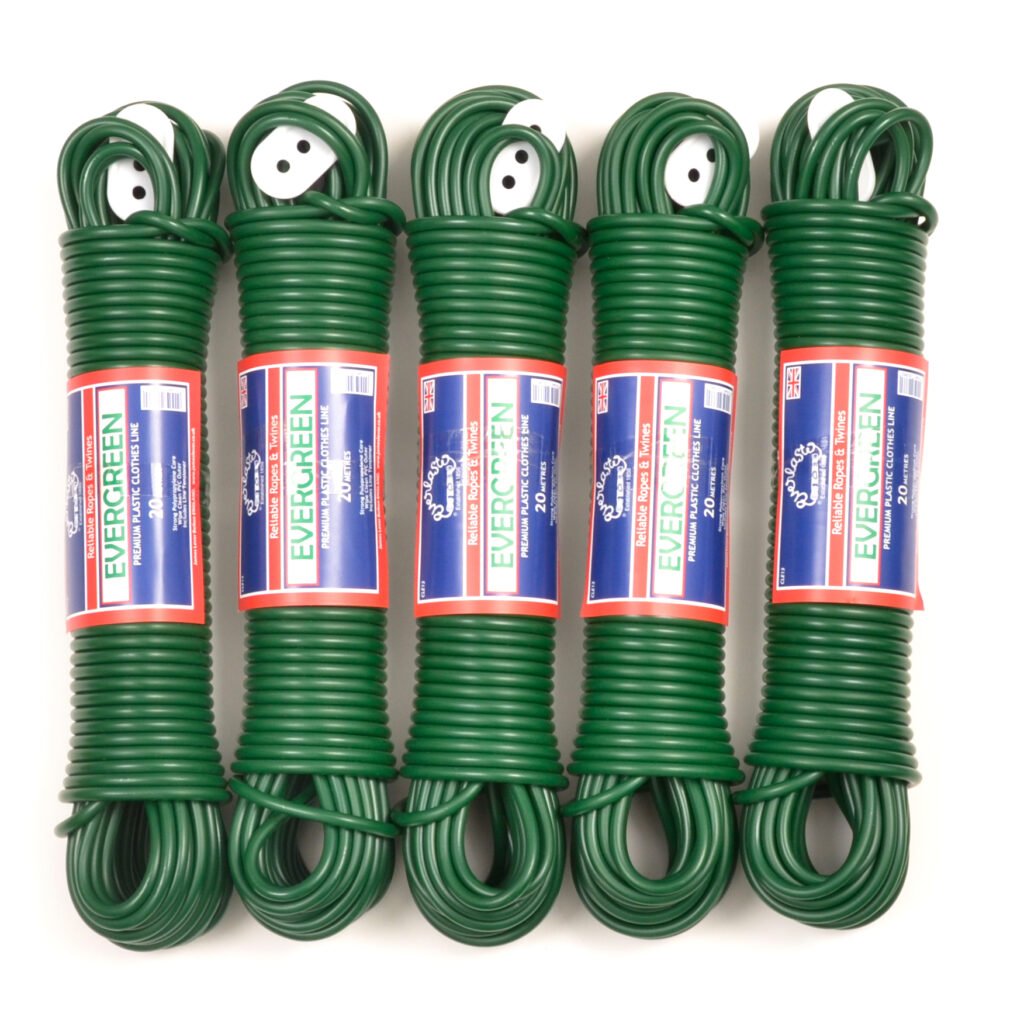 5 Pack - Evergreen Premium Plastic Washing Line 20m | Rope Source